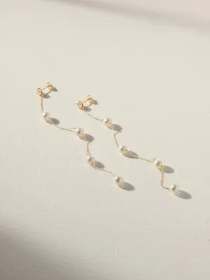 Mateo 14-karat Diamond And Pearl Drop Earrings - Gold