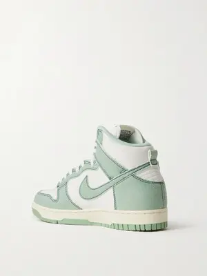 Nike Dunk 1985 Topstitched Denim And Leather High-top Sneakers - Green