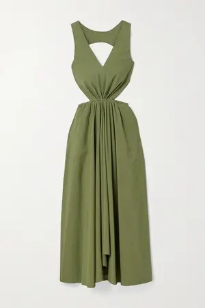 DEVEAUX Madelyn Cutout Cotton-poplin Dress