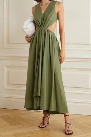 DEVEAUX Madelyn Cutout Cotton-poplin Dress