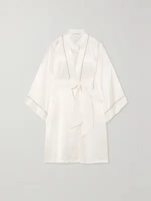 Olivia Von Halle Mimi Silk-satin Robe - Neutrals