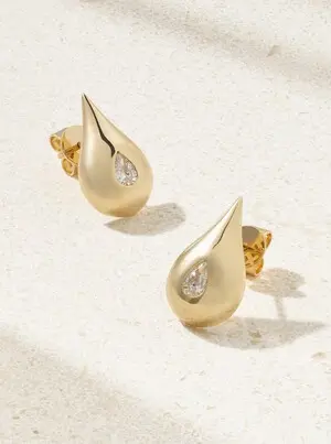 Mateo Water Droplet Diamond Earrings - Gold