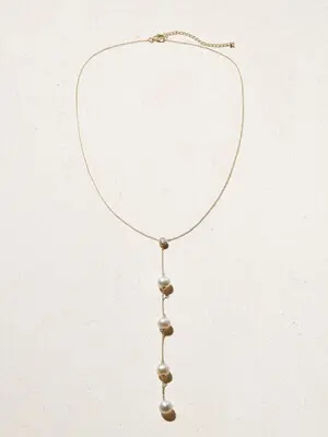 Mateo Drizzle 14-karat Diamond And Pearl Necklace - Gold