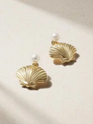 Mateo Venus 14-karat Pearl Earrings - Gold
