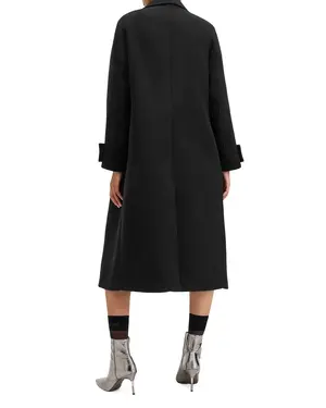 ALLSAINTS Mabel Double Breasted Oversized Coat - Black