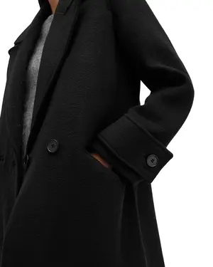ALLSAINTS Mabel Double Breasted Oversized Coat - Black