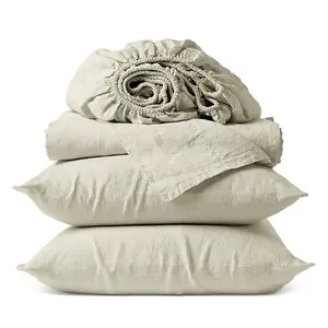 COYUCHI Relaxed 4 Piece Linen Sheet Set, Queen - Chambray