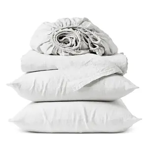 COYUCHI Relaxed 4 Piece Linen Sheet Set, Queen - White