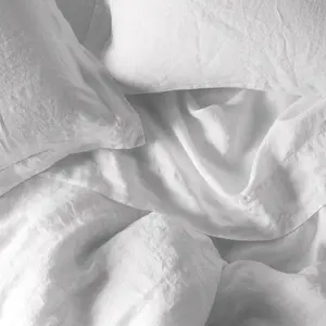 COYUCHI Relaxed 4 Piece Linen Sheet Set, Queen - White