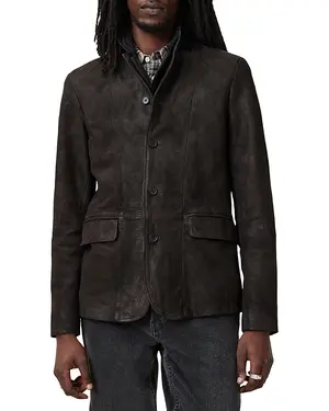 ALLSAINTS Survey Layered Leather Blazer - Anthracite