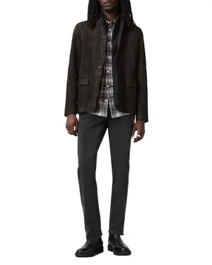 ALLSAINTS Survey Layered Leather Blazer - Anthracite