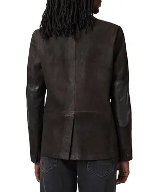 ALLSAINTS Survey Layered Leather Blazer - Anthracite
