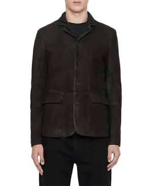 ALLSAINTS Survey Layered Leather Blazer - Anthracite