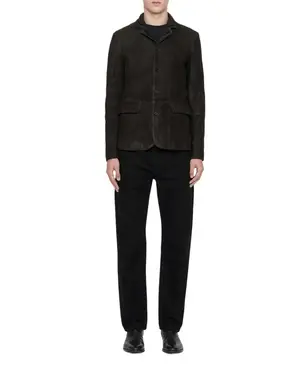 ALLSAINTS Survey Layered Leather Blazer - Anthracite