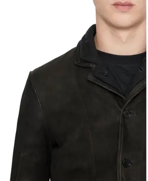 ALLSAINTS Survey Layered Leather Blazer - Anthracite