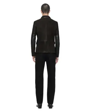 ALLSAINTS Survey Layered Leather Blazer - Anthracite
