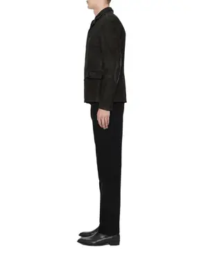 ALLSAINTS Survey Layered Leather Blazer - Anthracite