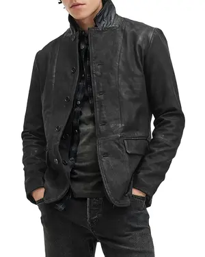 ALLSAINTS Survey Layered Leather Blazer - Black