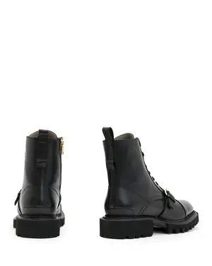 ALLSAINTS Tori Buckle Detail Ankle Boots - Black/warm Brass