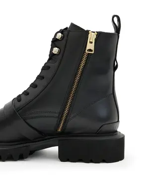 ALLSAINTS Tori Buckle Detail Ankle Boots - Black/warm Brass