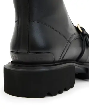 ALLSAINTS Tori Buckle Detail Ankle Boots - Black/warm Brass