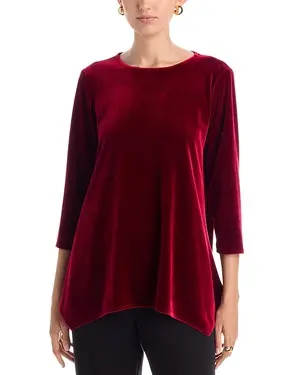 Caroline Rose Velvet Swing Top - Deep Red
