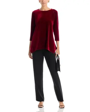 Caroline Rose Velvet Swing Top - Deep Red
