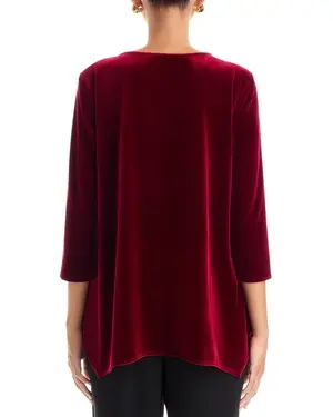 Caroline Rose Velvet Swing Top - Deep Red