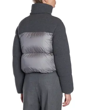 Moncler Breze Cashmere & Nylon Puffer Jacket - Charcoal