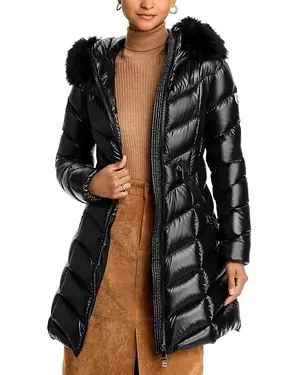 Moncler Fulmarus Faux Fur Trim Down Puffer Coat - Black