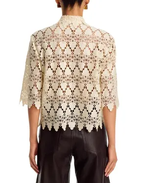 FRAME Lace Short Sleeve Shirt - Ecru