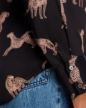 Aqua Leopard Print Button-down Shirt