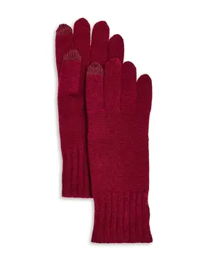 Bloomingdale'S C By Bloomingdale's Cashmere Rib Tech Gloves Burgundy