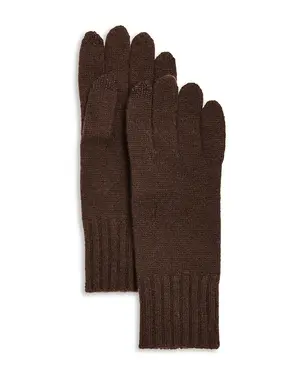 Bloomingdale'S C By Bloomingdale's Cashmere Rib Tech Gloves Chocolate