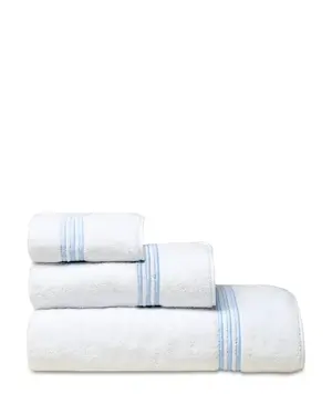 PRATESI Tre Righe Hand Towel - White/light Blue