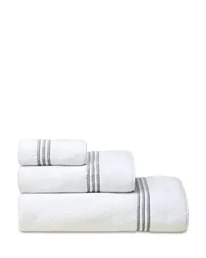 PRATESI Tre Righe Bath Towel - White/charcoal