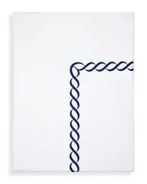 PRATESI Treccia Moderno Flat Sheet, King - White/navy
