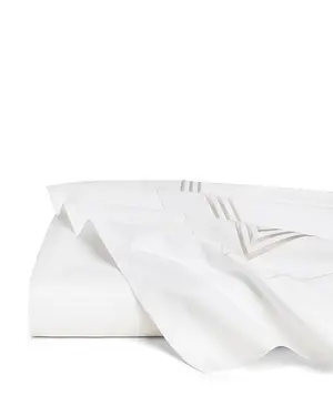 PRATESI Tre Righe Flat Sheet, King - White/sage