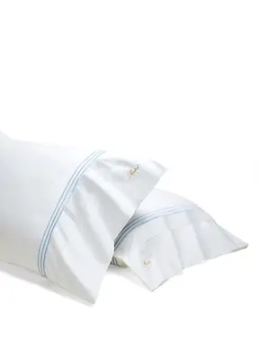 PRATESI Tre Righe Queen Pillowcases, Set Of 2 - White/light Blue