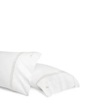 PRATESI Tre Righe Queen Pillowcases, Set Of 2 White/sage
