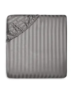 PRATESI Raso Rigato Fitted Sheet, Full Charcoal