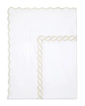 PRATESI Treccia Flat Sheet, Twin - White/beige
