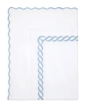 PRATESI Treccia Flat Sheet, King - White/medium Blue