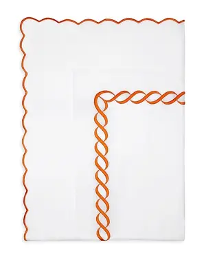 PRATESI Treccia Flat Sheet, King - White/orange