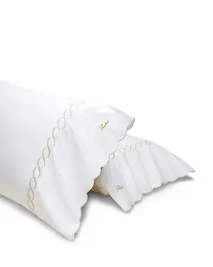 PRATESI Treccia Standard Pillowcase, Set Of 2 - White/beige