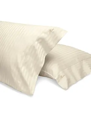 PRATESI Raso Rigato Standard Pillowcase, Set Of 2 - Beige