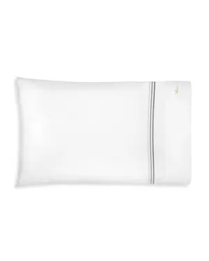 PRATESI Tre Righe Ombre Queen Pillowcase Set - White/charcoal