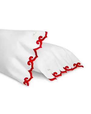 PRATESI Marrakesh Standard Pillowcase Set White/scarlet