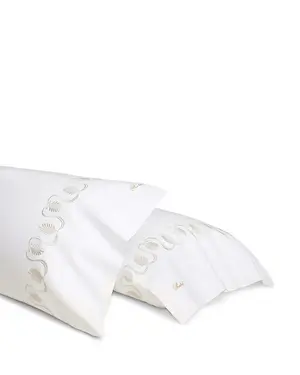 PRATESI Paolina Pillowcase, King, Set Of 2 - White/sage