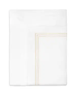 PRATESI Tre Righe Splendore Flat Sheet, Twin White/beige